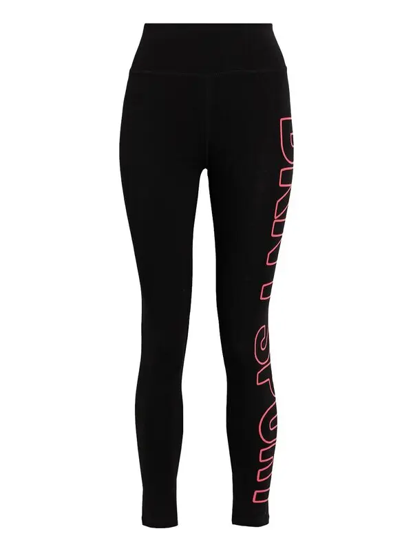 Dkny Cropped Printed Stretchcotton Jersey Leggings - Black