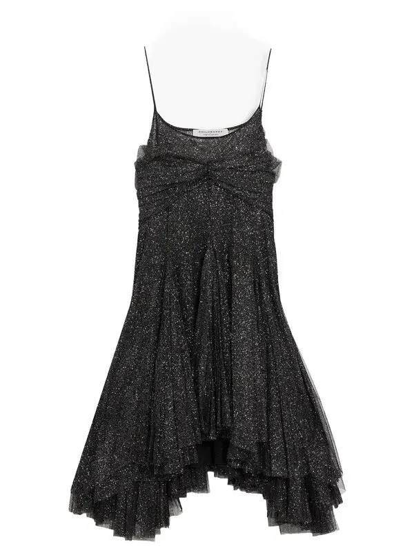 Philosophy Di Lorenzo Serafini Gathered Glittered Tulle Mini Slip Dress - Black