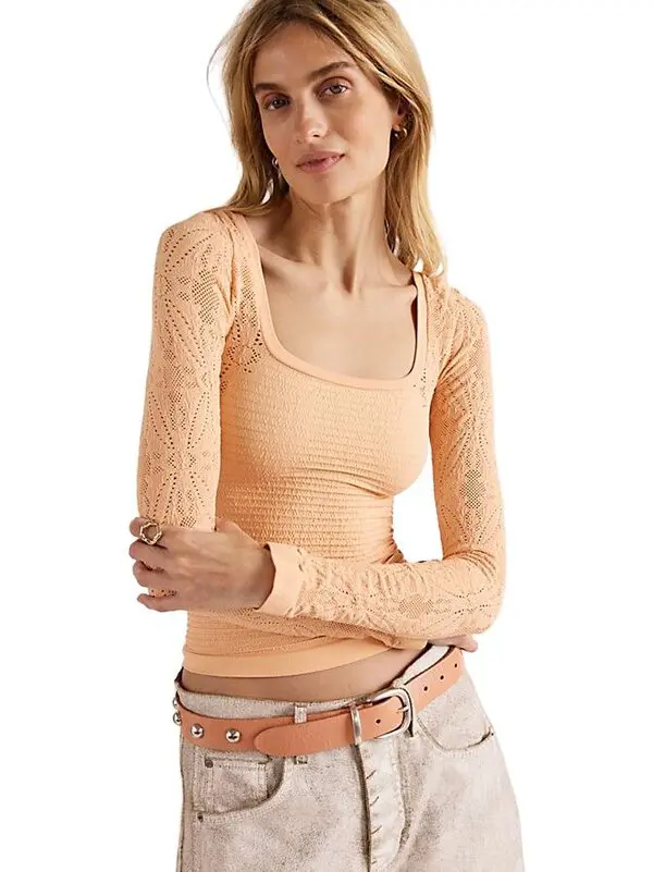 Free People Seamless Long Sleeve Top - Prairie Sunset