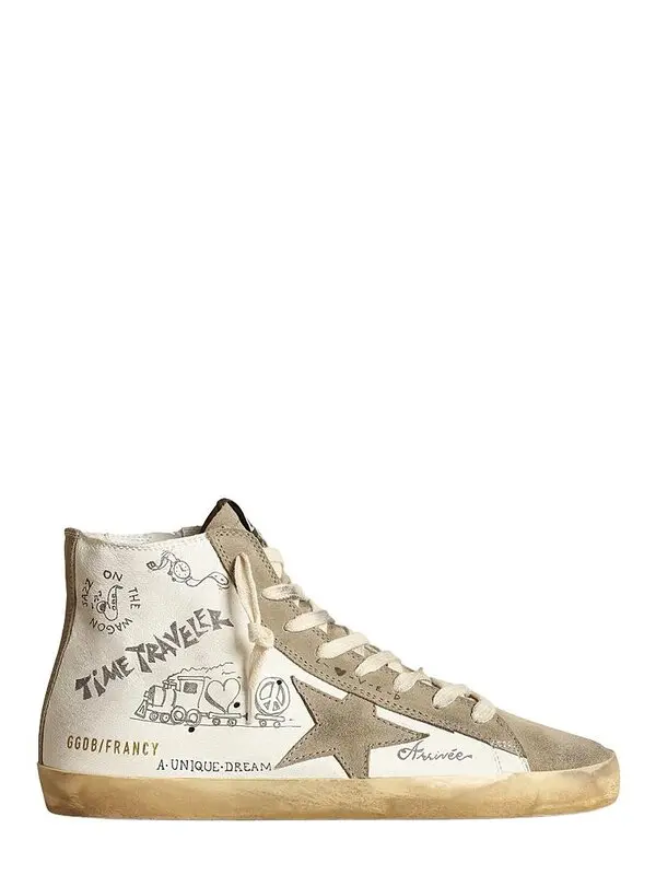 GOLDEN GOOSE Francy High-top Sneakers - White Taupe