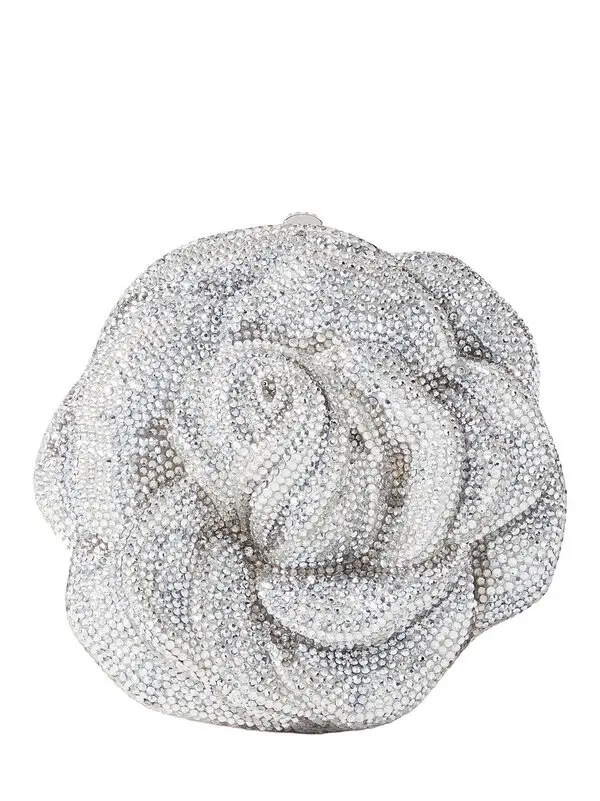 Judith Leiber Rose Desiree Crystal Clutch - Silver