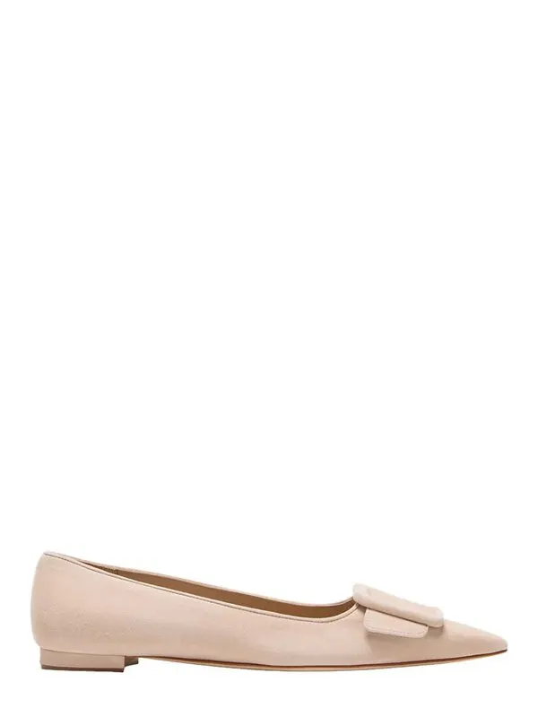 Manolo Blahnik Maysale Suede Ballerina Flats - Nude