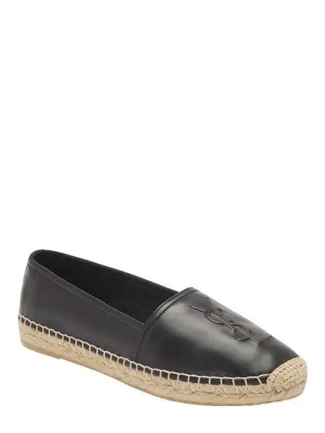 Saint Laurent Logo Espadrille Flat - 1000 Nero