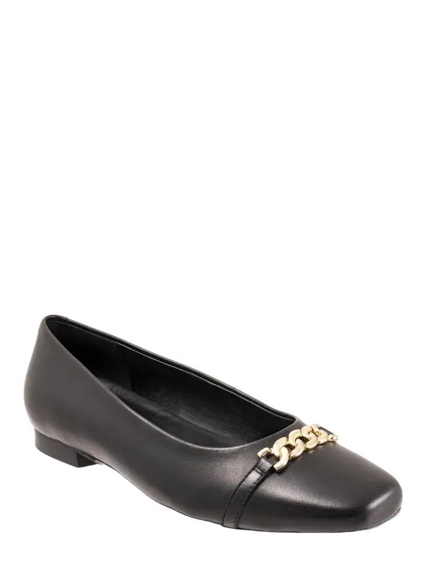 Trotters Harmony Flat - Black Leather