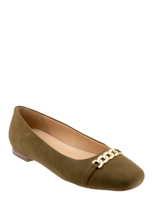 Trotters Harmony Flat - Olive Suede