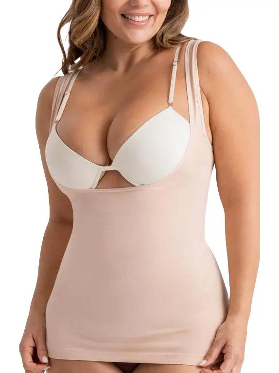 SHAPERMINT ESSENTIALS Open Bust Shaper Camisole - Oatmeal