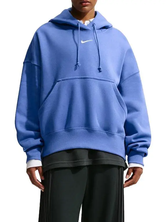 Nike Phoenix Fleece Pullover Hoodie - 448 Light Medium Blue/sail