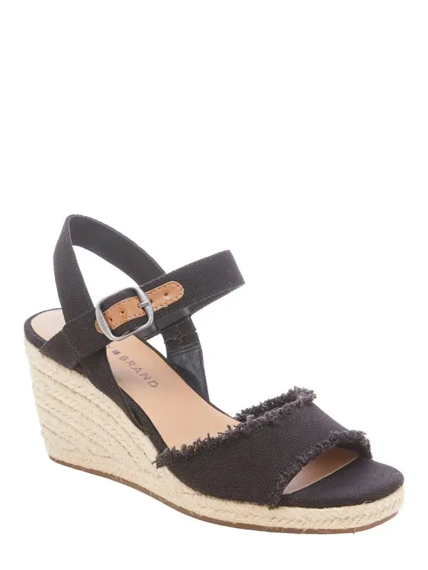 Lucky Brand Espadrille Wedge Sandal - Black Fabric