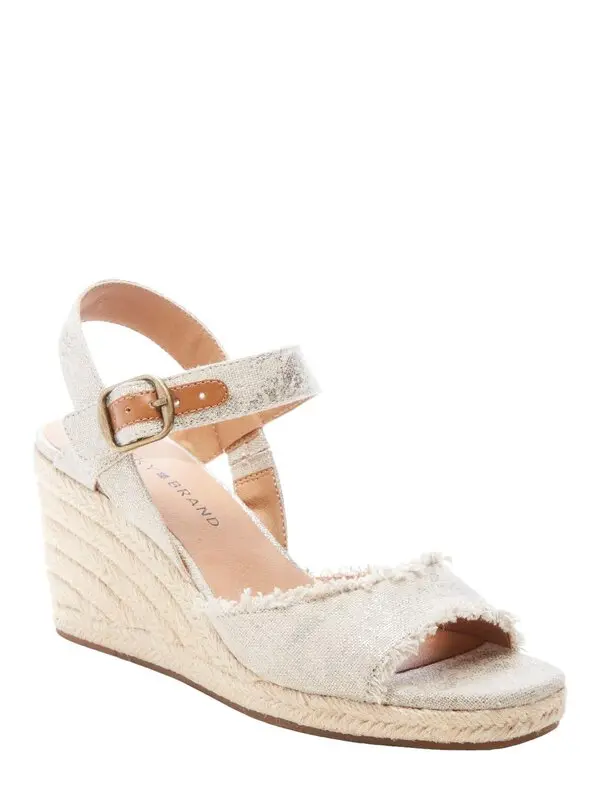 Lucky Brand Espadrille Wedge Sandal - Natural/ Platinum Fabric