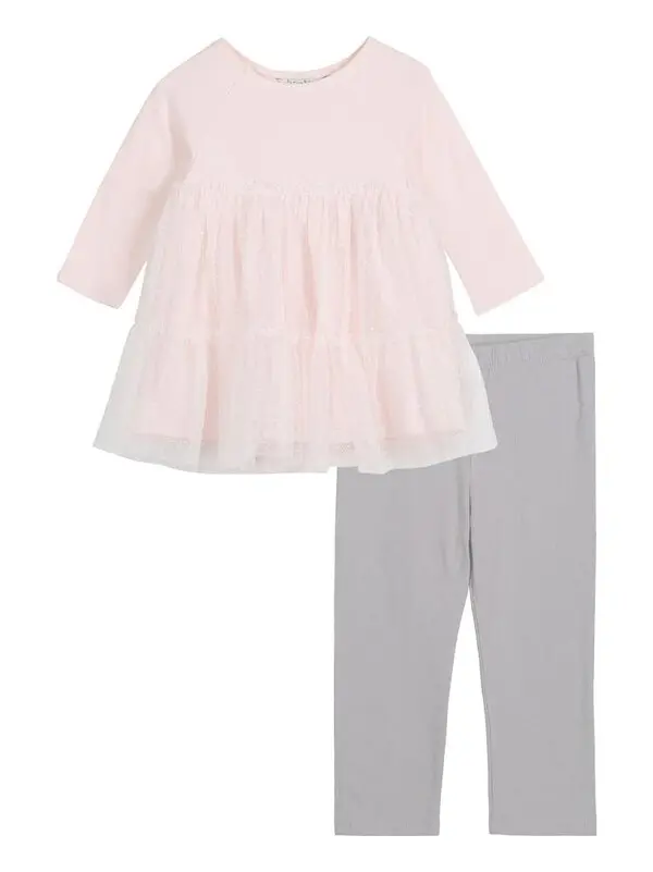 PIPPA & JULIE Tulle Top & Leggings - Blush/ Grey