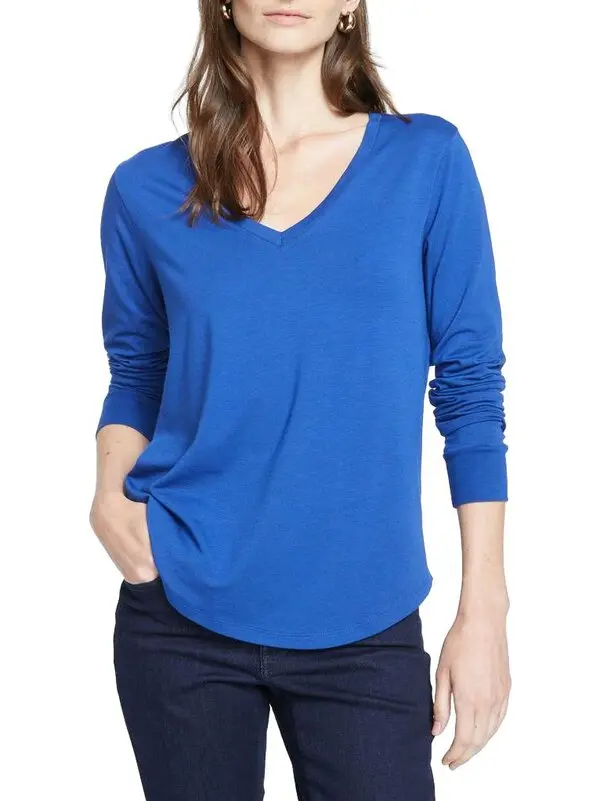 Universal Standard Long Sleeve V-rex Tee - Lapis Blue