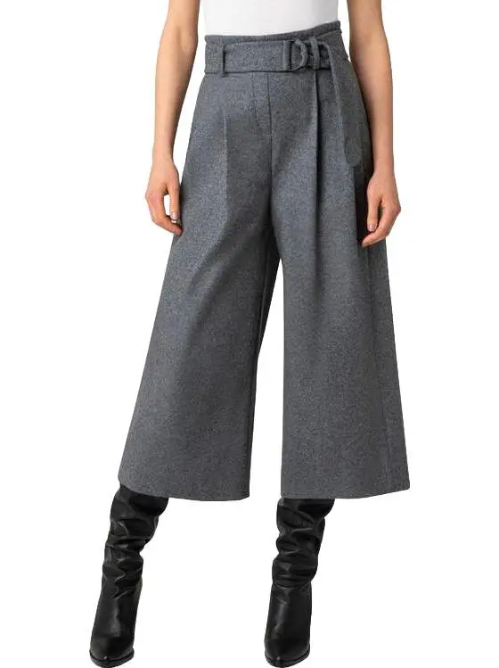 Akris Fiorella Belted Wool Blend Flannel Culottes - 088-granite