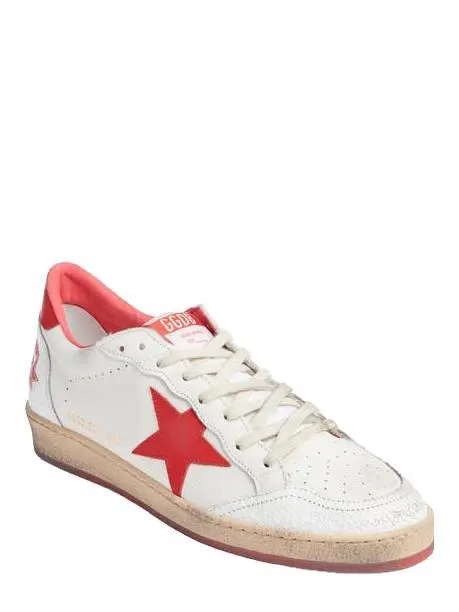 GOLDEN GOOSE Ball Star Low Top Sneaker - White/strawberry Red