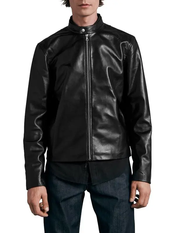 Rag & Bone Icons Archive Cafe Racer Leather Jacket - Black