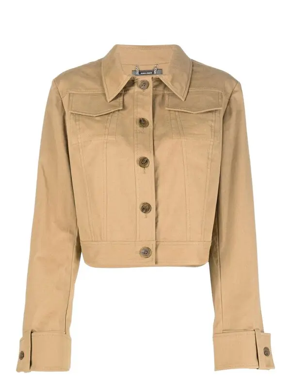 Alberta Ferretti Button-up Cropped Jacket - Neutrals