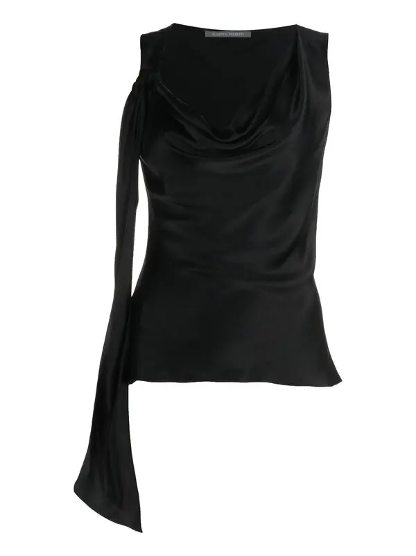 Alberta Ferretti Draped Cowl-neck Sleeveless Top - Black