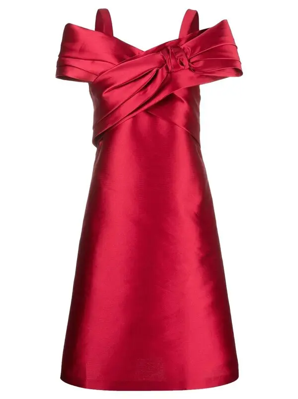 Alberta Ferretti Bow Detail Off-shoulder Mini Dress - Red