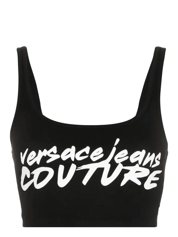 Versace Logo-print Cropped Top - Black