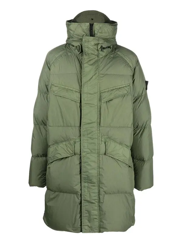 Stone Island Compass-motif Down Jacket - Green