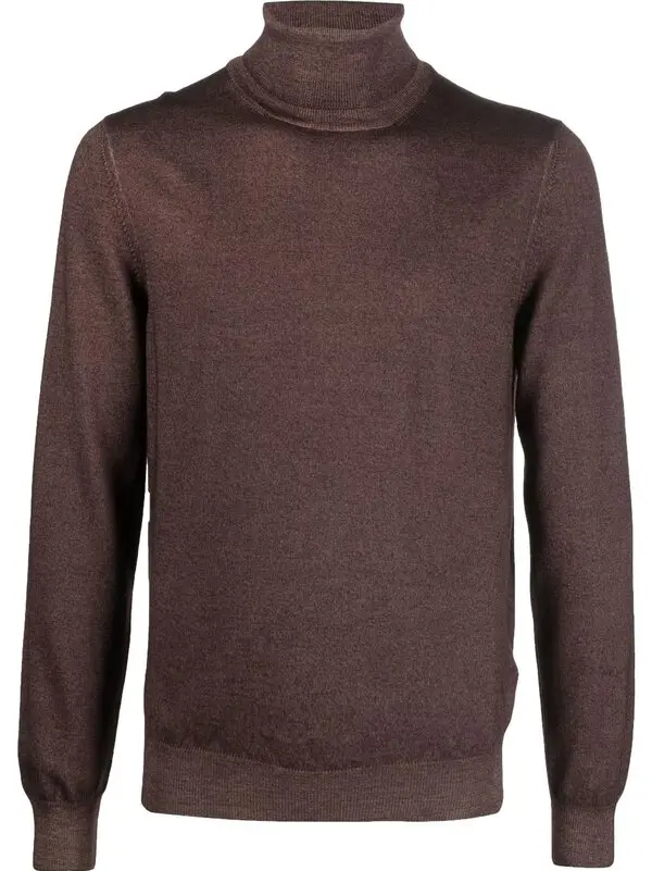 LARDINI Roll-neck Wool Jumper - Brown