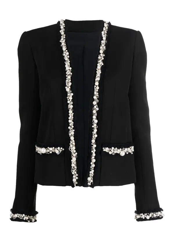 Balmain Pearl-trim Oversized Jacket - Black
