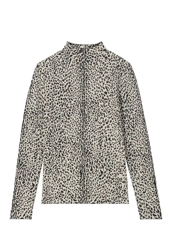 Proenza Schouler Leopard Print Mock Neck Jumper - Black