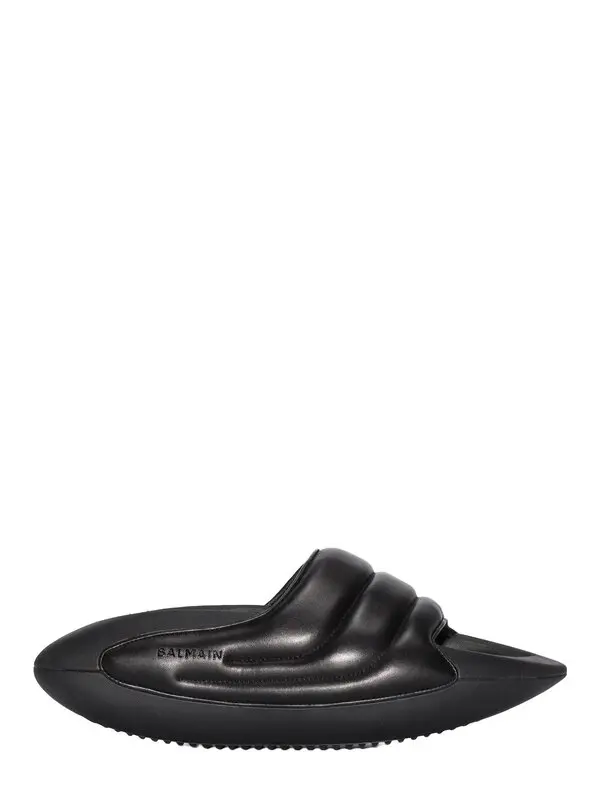 Balmain Quilted Padded Slides - Black