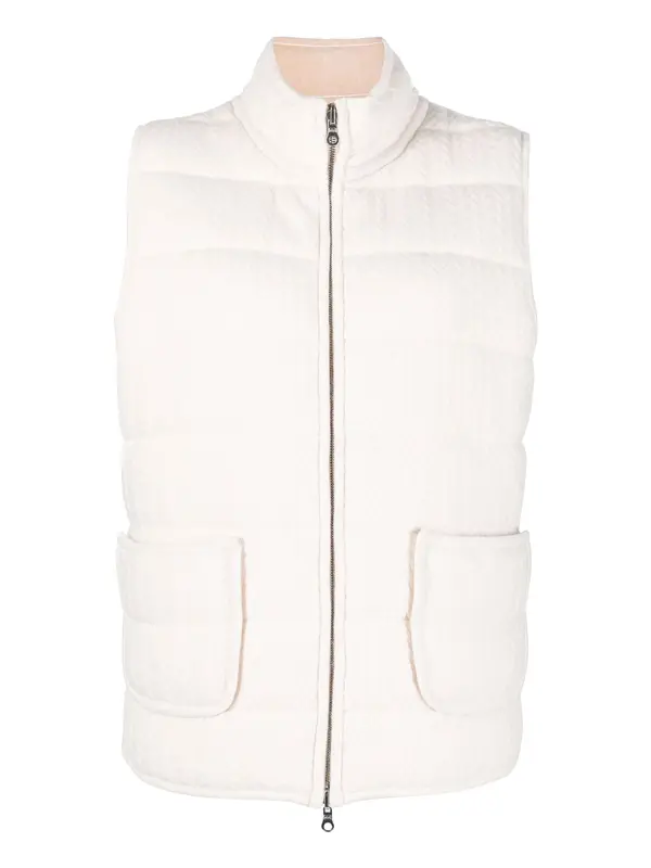 Arch4 Textured-knit Padded Gilet Jacket - Neutrals