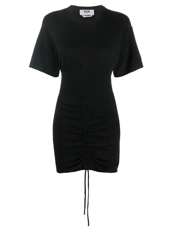 MSGM Cutout Ruched T-shirt Dress - Black
