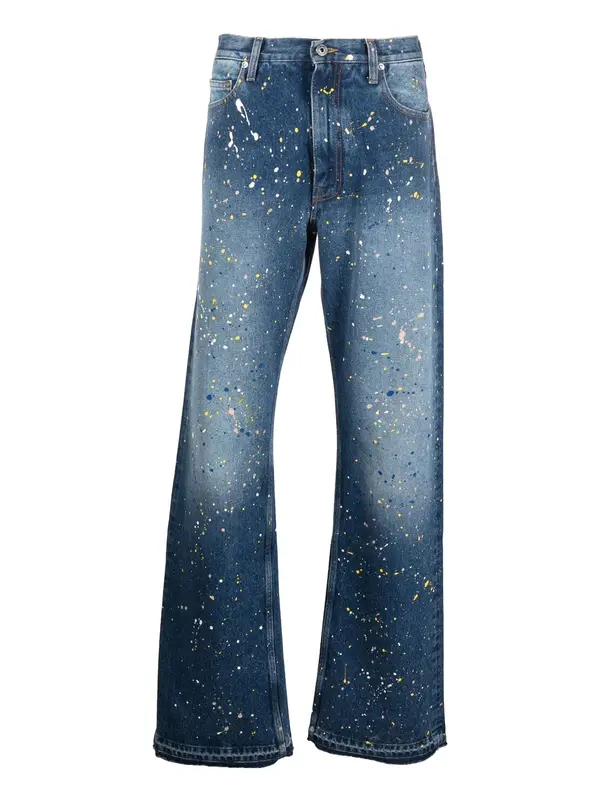Off-White Paint Splatter Straight-leg Jeans - Blue