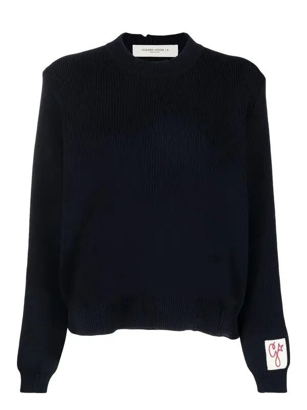 GOLDEN GOOSE Distressed Long-sleeved Jumper - Blue