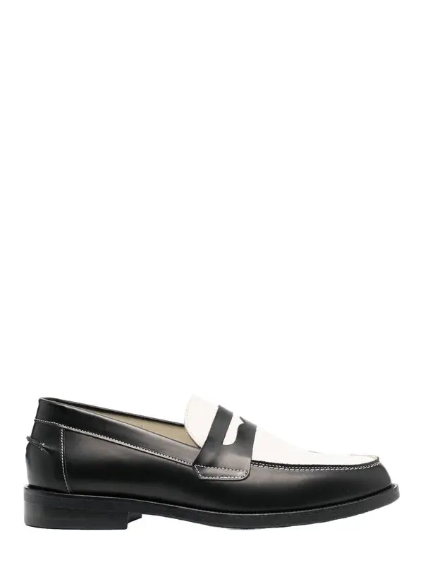 DUKE + DEXTER Esquire Color-block Leather Loafers - Black