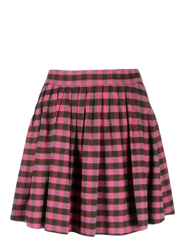 Kenzo High-waisted Check-pattern Skirt - Pink