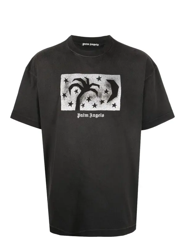 Palm Angels Graphic-print Crew-neck T-shirt - Black