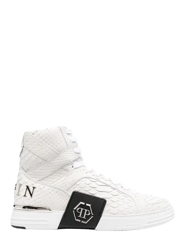 Philipp Plein Snakeskin-effect High-top Sneakers - Black