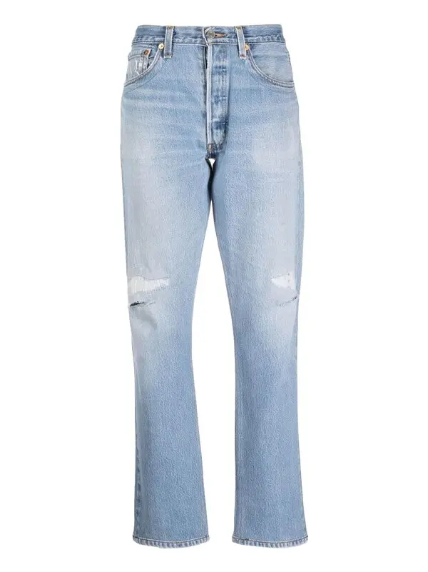 RE/DONE Distressed Straight-leg Jeans - Blue