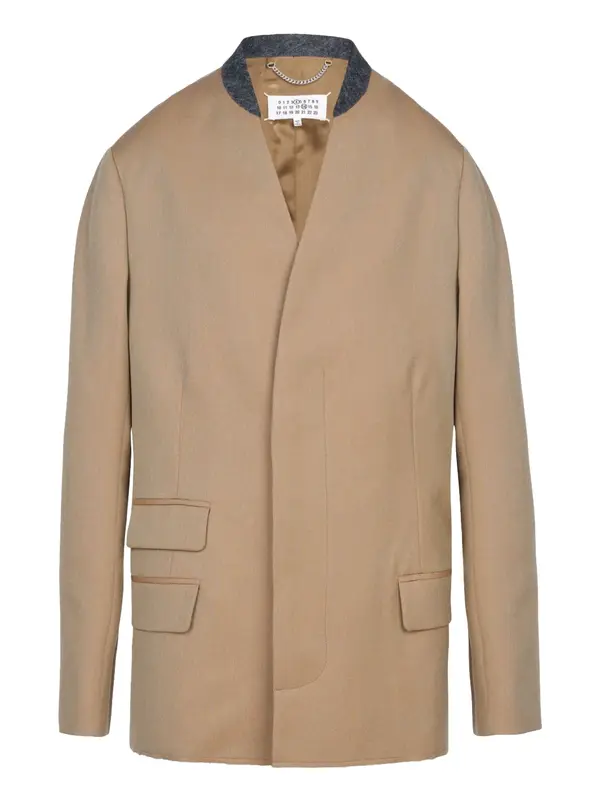 MAISON MARGIELA Collarless Single-breasted Blazer - Neutrals
