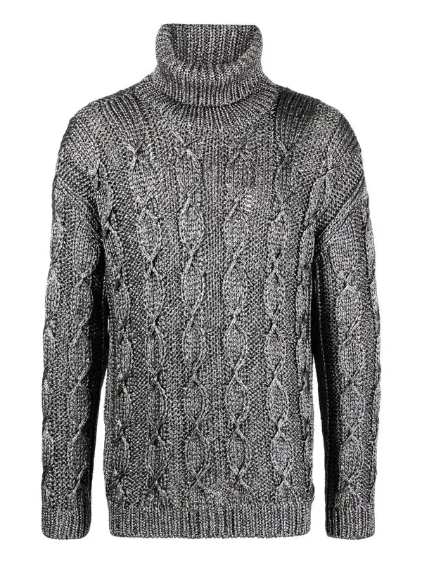 Saint Laurent Cable-knit Roll-neck Jumper - Grey
