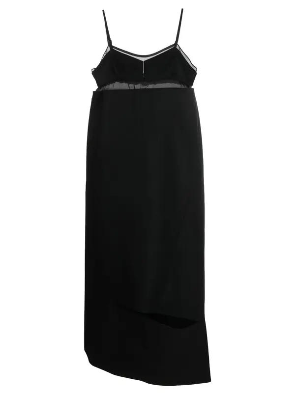 Sacai Asymmetric Cut-out Midi Dress - Black