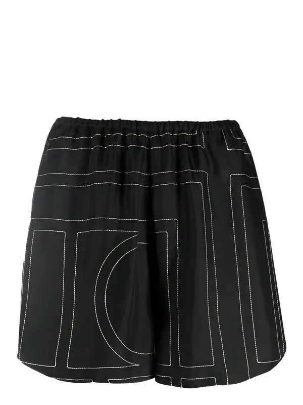 TOTEME Geometric-print Silk Shorts - Black