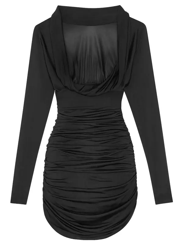 Saint Laurent Ruched Mini Dress - Black