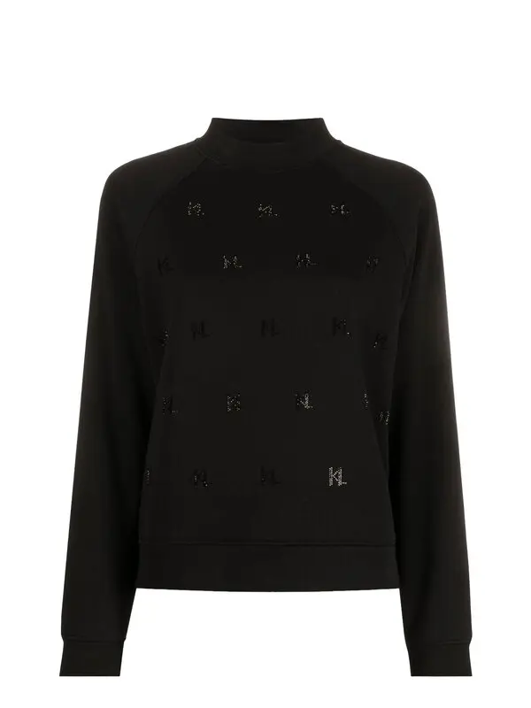 Karl Lagerfeld Monogram Rhinestone Sweatshirt - Black