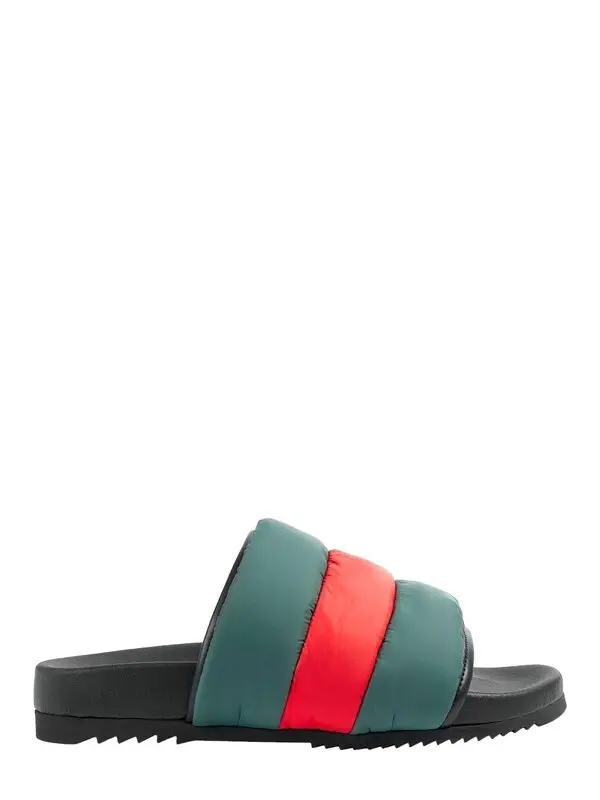 Gucci Web Stripe Padded Slides - Green