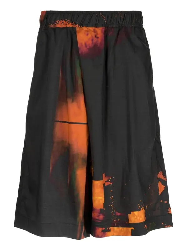 JULIUS Tie-dye Bermuda Shorts - Black