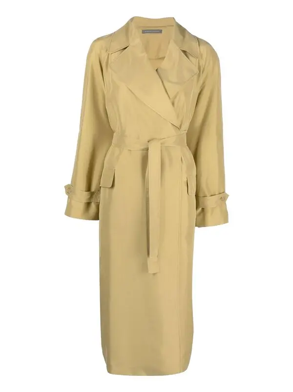 Alberta Ferretti Silk Blend Trench Coat - Neutrals