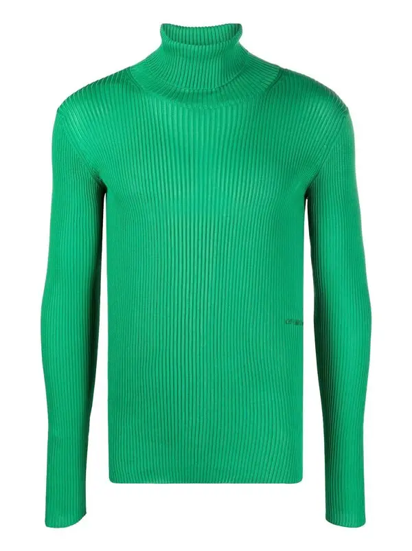 Off-White Rib-knit Roll Neck Sweater - Green
