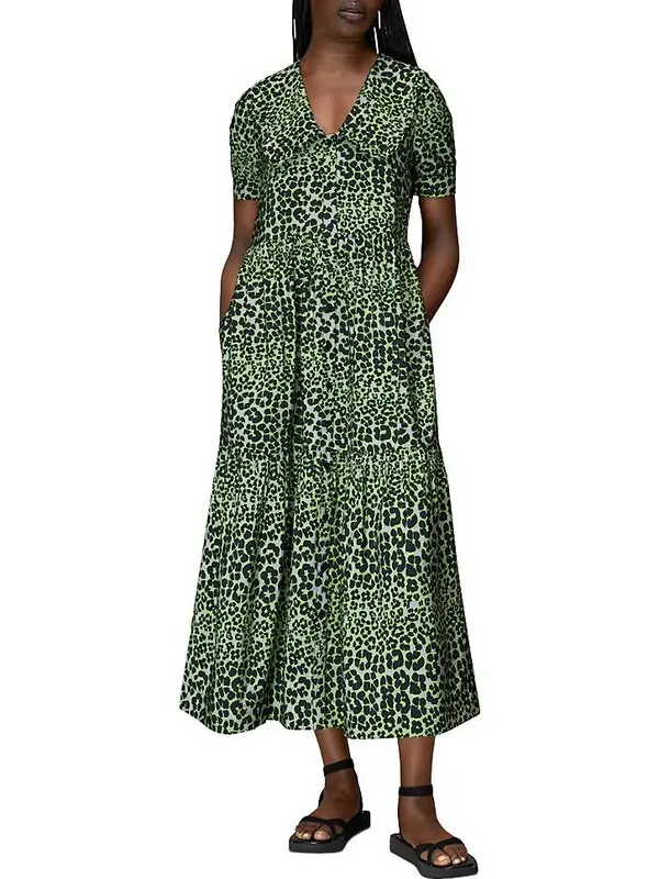 Whistles Fluro Animal Print Collared Midi Dress - Multicolor