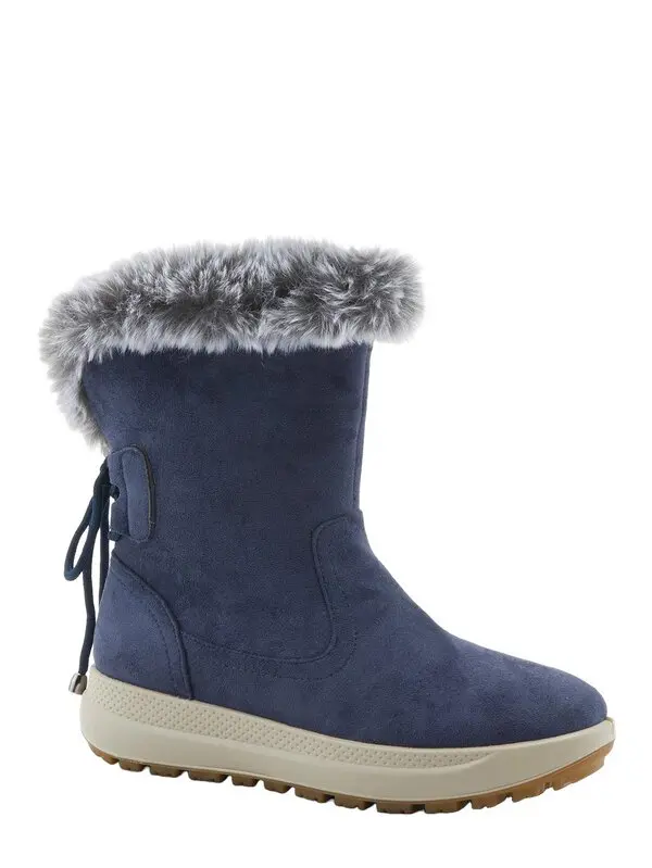 SPRING STEP SHOES Faux Fur Trimmed Waterproof Boots - Navy