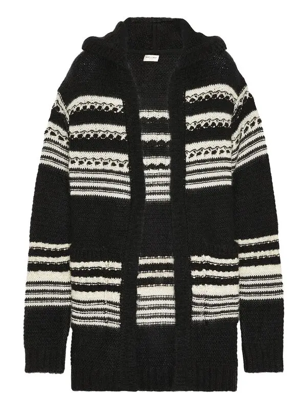Saint Laurent Baja Classic Cardigan - Noir & Natural