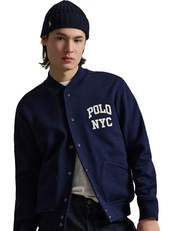 Ralph Lauren Logo Fleece Baseball Jacket - Cruise Navy